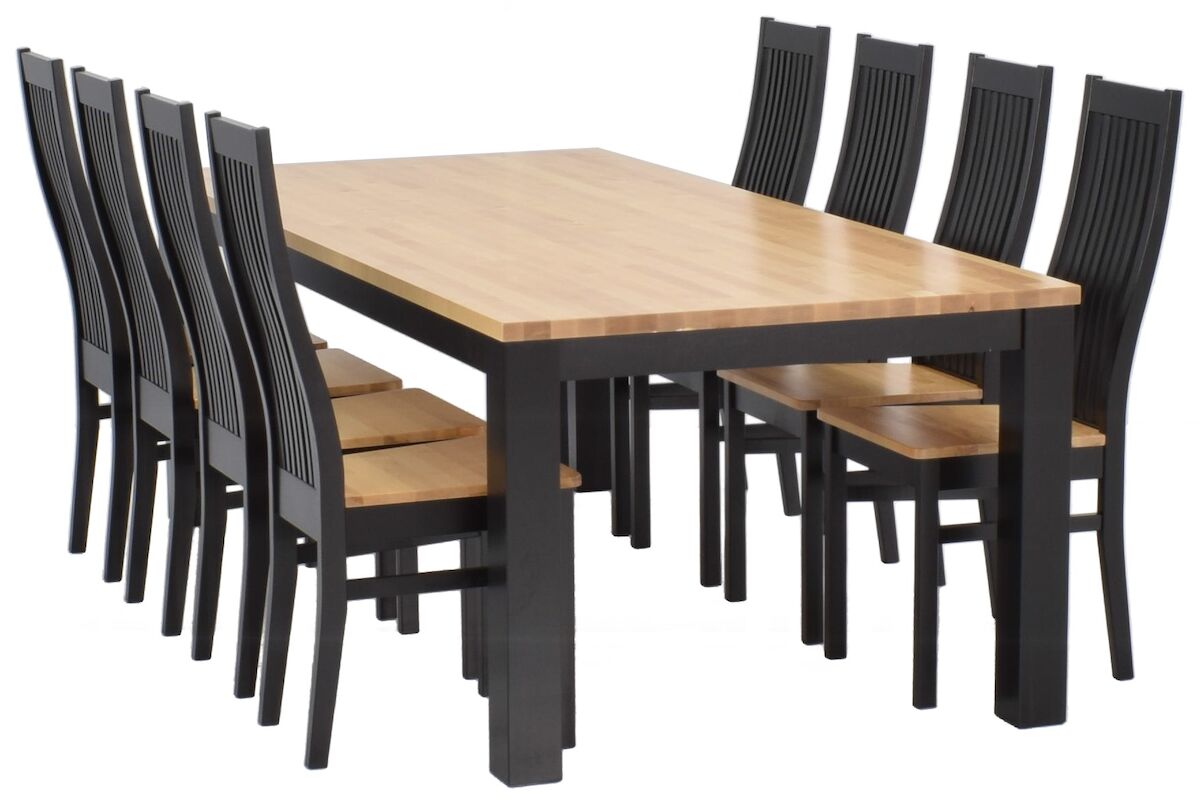 Minea lux 8-hengen ruokailuryhmä, musta/koivu - veke.fi