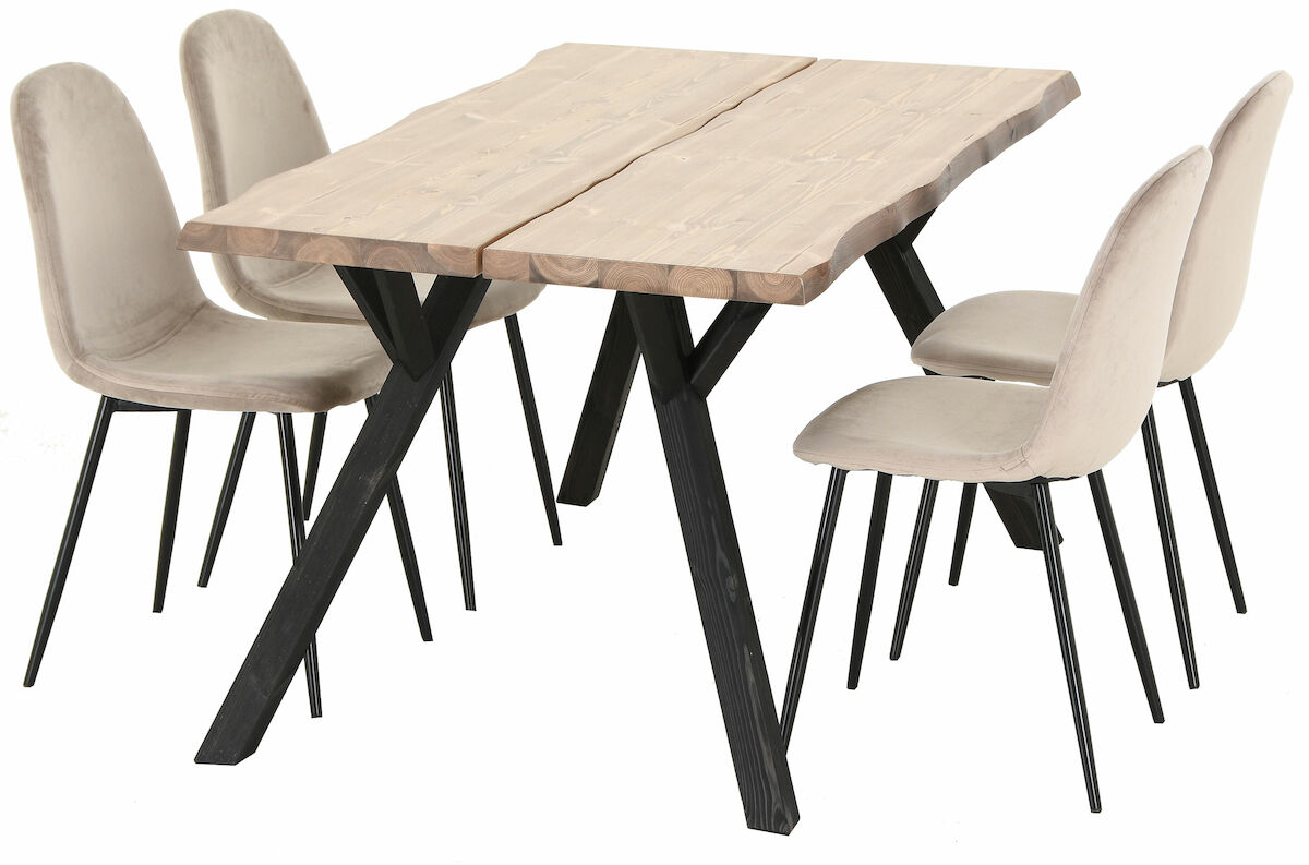 Lana-Furia 4-hengen ruokailuryhmä antiikki/musta/beige - veke.fi