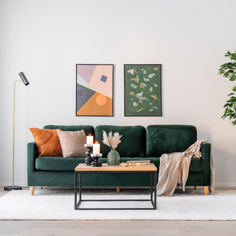 House Nordic Firenze 3-istuttava sohva tummanvihreä sametti Bluvel 78 ...