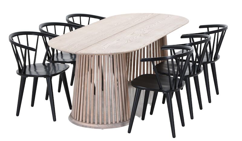 Suoma-Carmen saarni 6-hengen ovaali ruokailuryhmä valkolakattu/musta ...