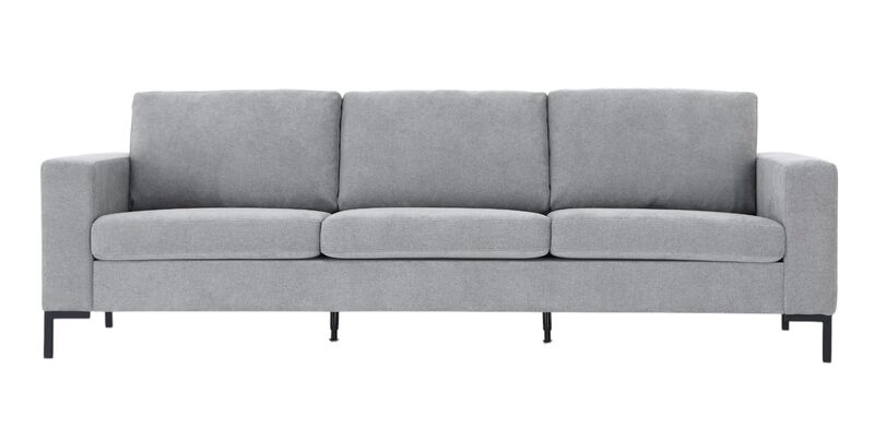Toronto 3-istuttava sohva vaaleanharmaa storm 85, jalka musta metalli - veke.fi