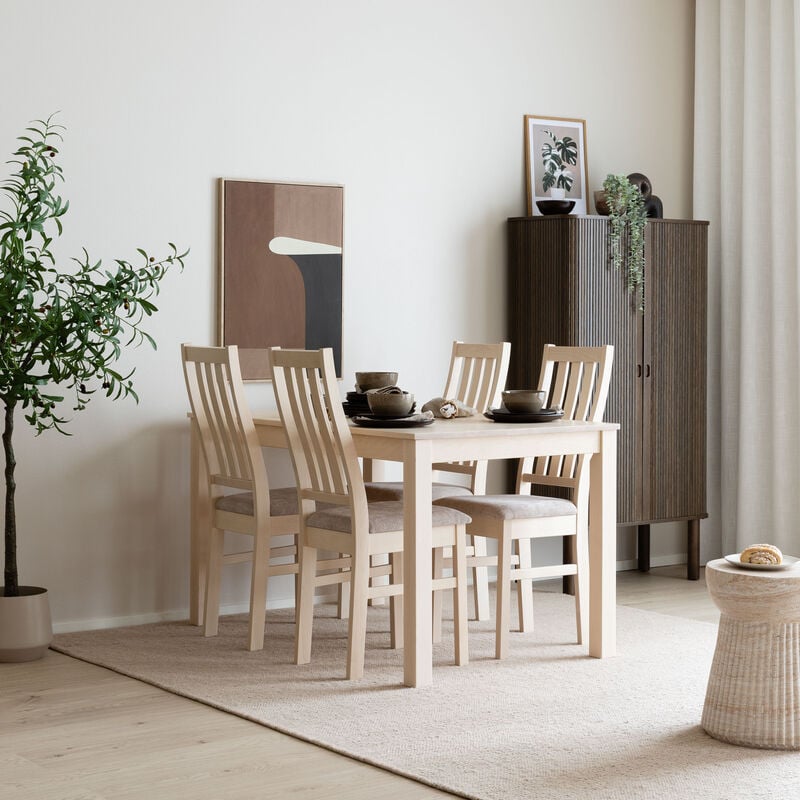Scandic-Niklas 4-hengen ruokailuryhmä valkolakattu/beige storm 06 | Veke