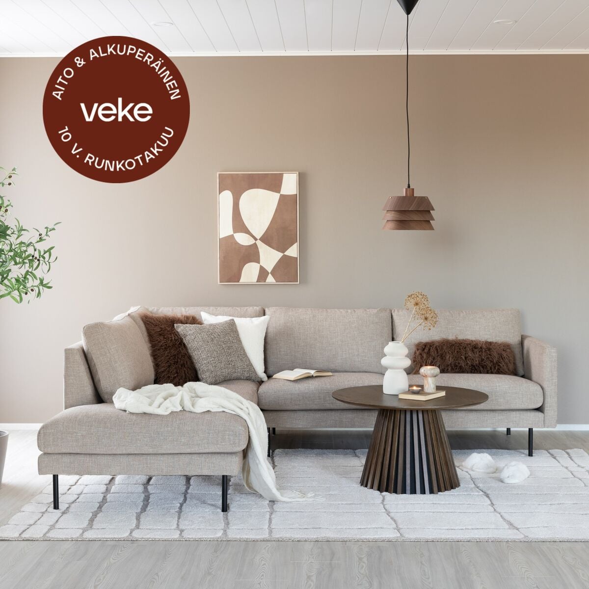 Scandic Copenhagen avokulmasohva vasen beige Verdon 416, mustat jalat ...